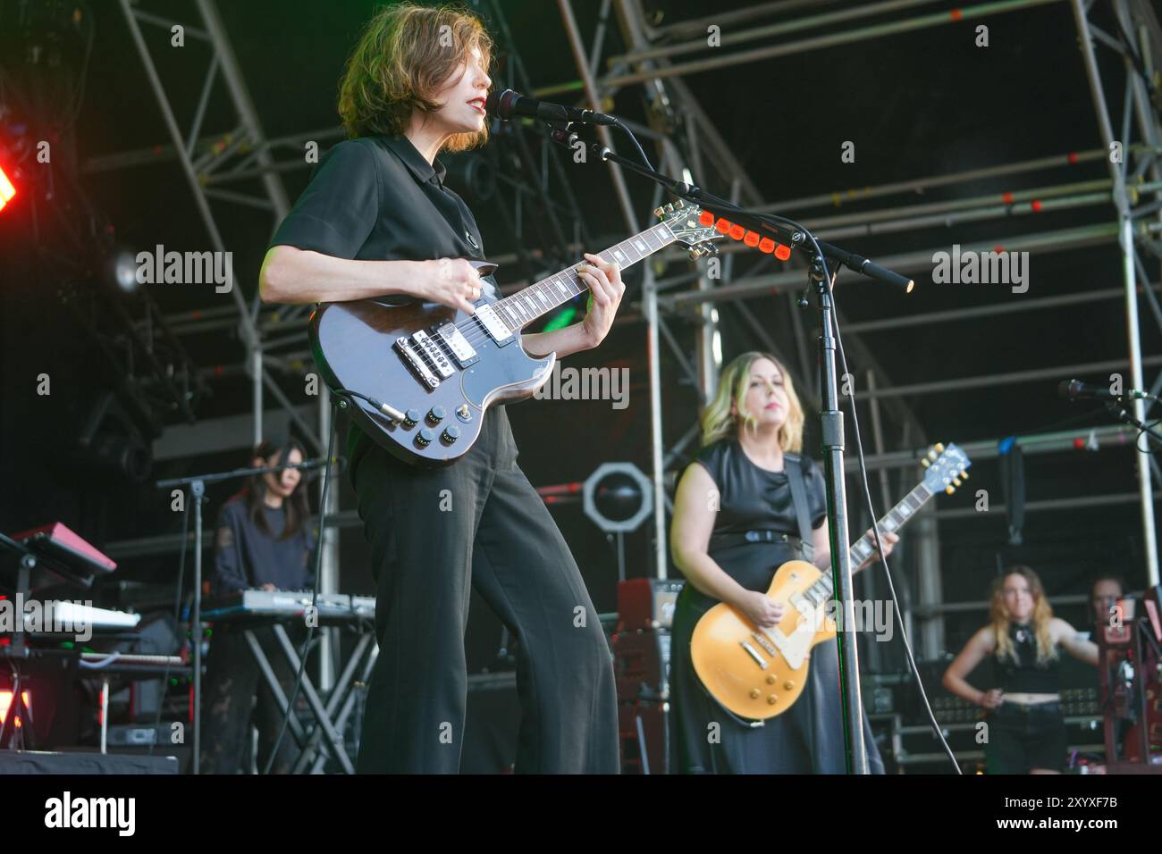 Dorset, UK. Friday, 30 August, 2024. Sleater-Kinney performing at the ...