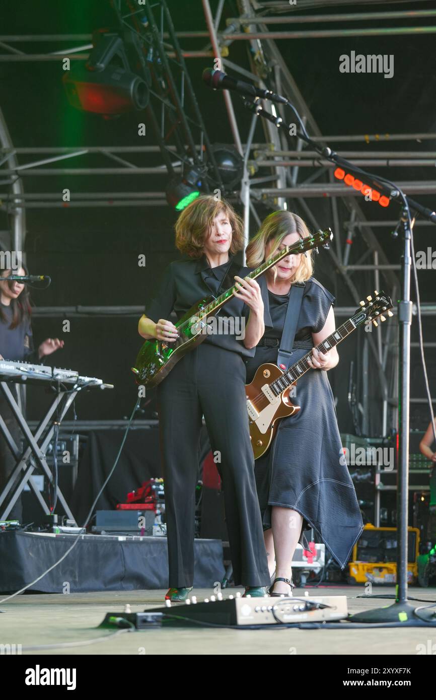 Dorset, UK. Friday, 30 August, 2024. Sleater-Kinney performing at the ...