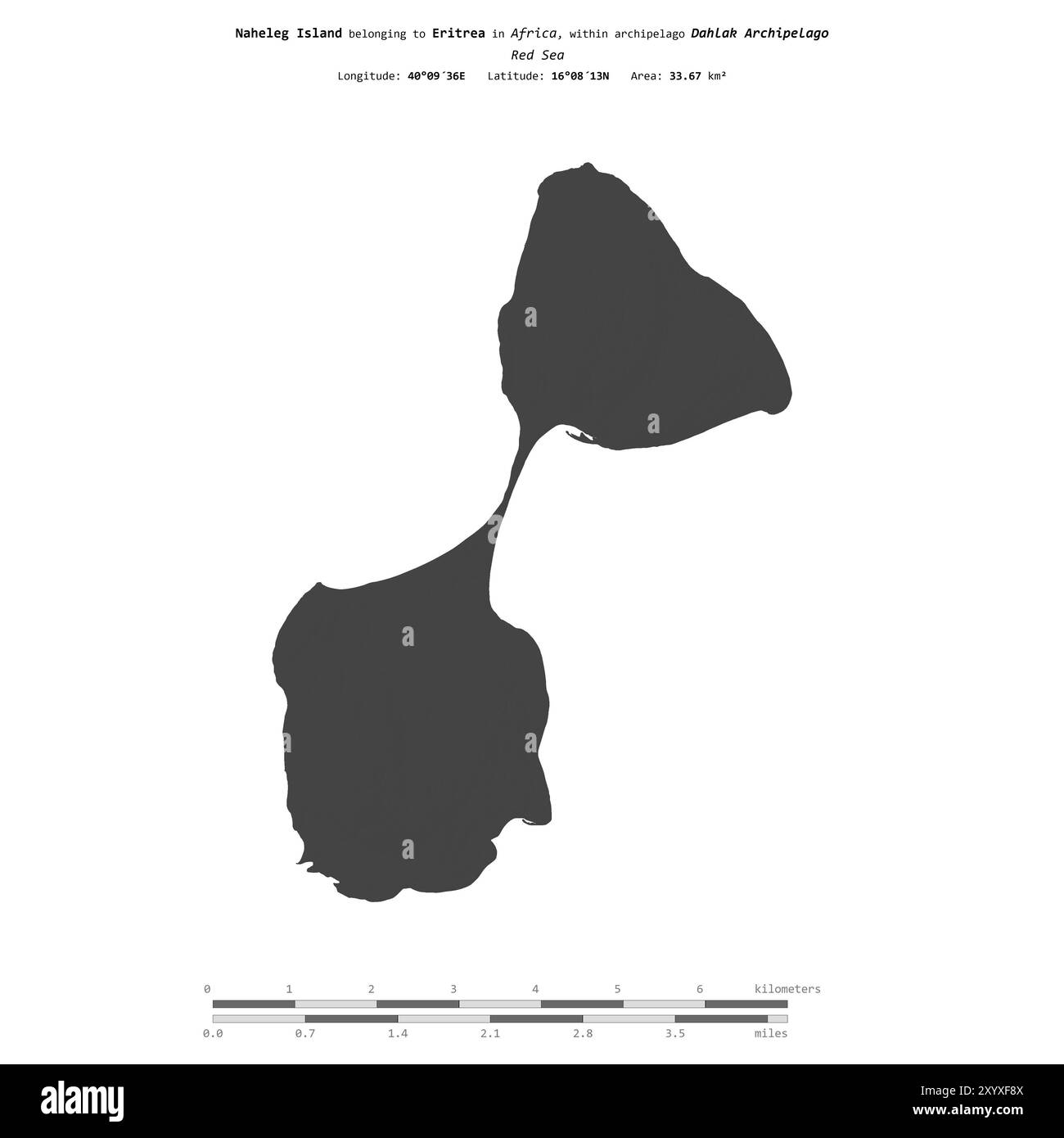 Naheleg Island in the Red Sea, belonging to Eritrea, isolated on a ...
