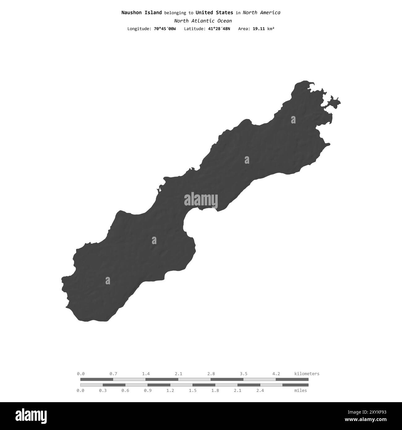 Naushon Island in the North Atlantic Ocean, belonging to United States ...
