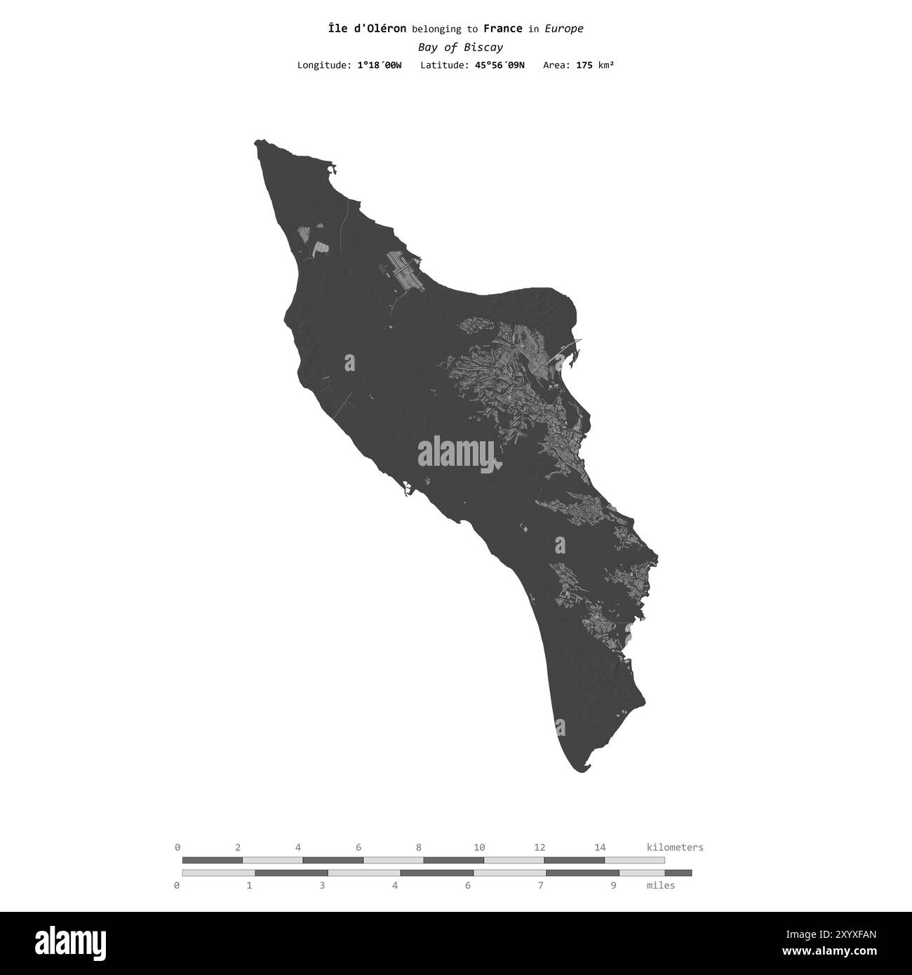Ile d'Oleron in the Bay of Biscay, belonging to France, isolated on a ...