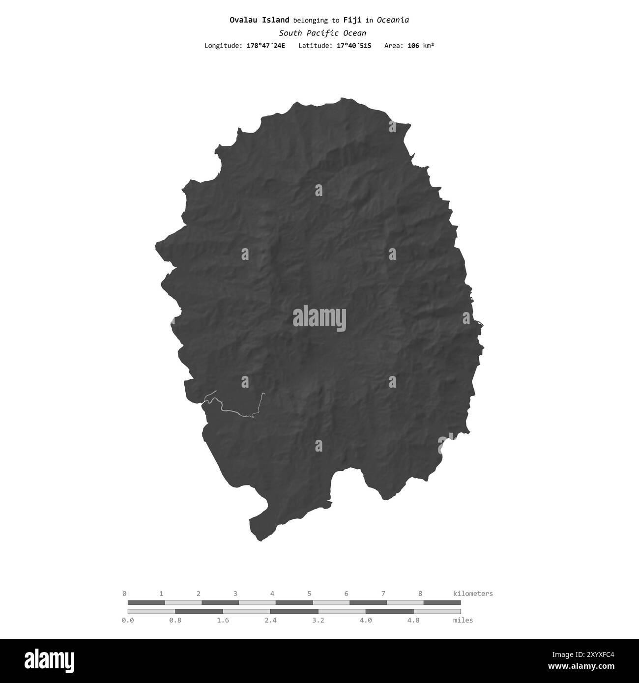 Ovalau Island in the South Pacific Ocean, belonging to Fiji, isolated ...