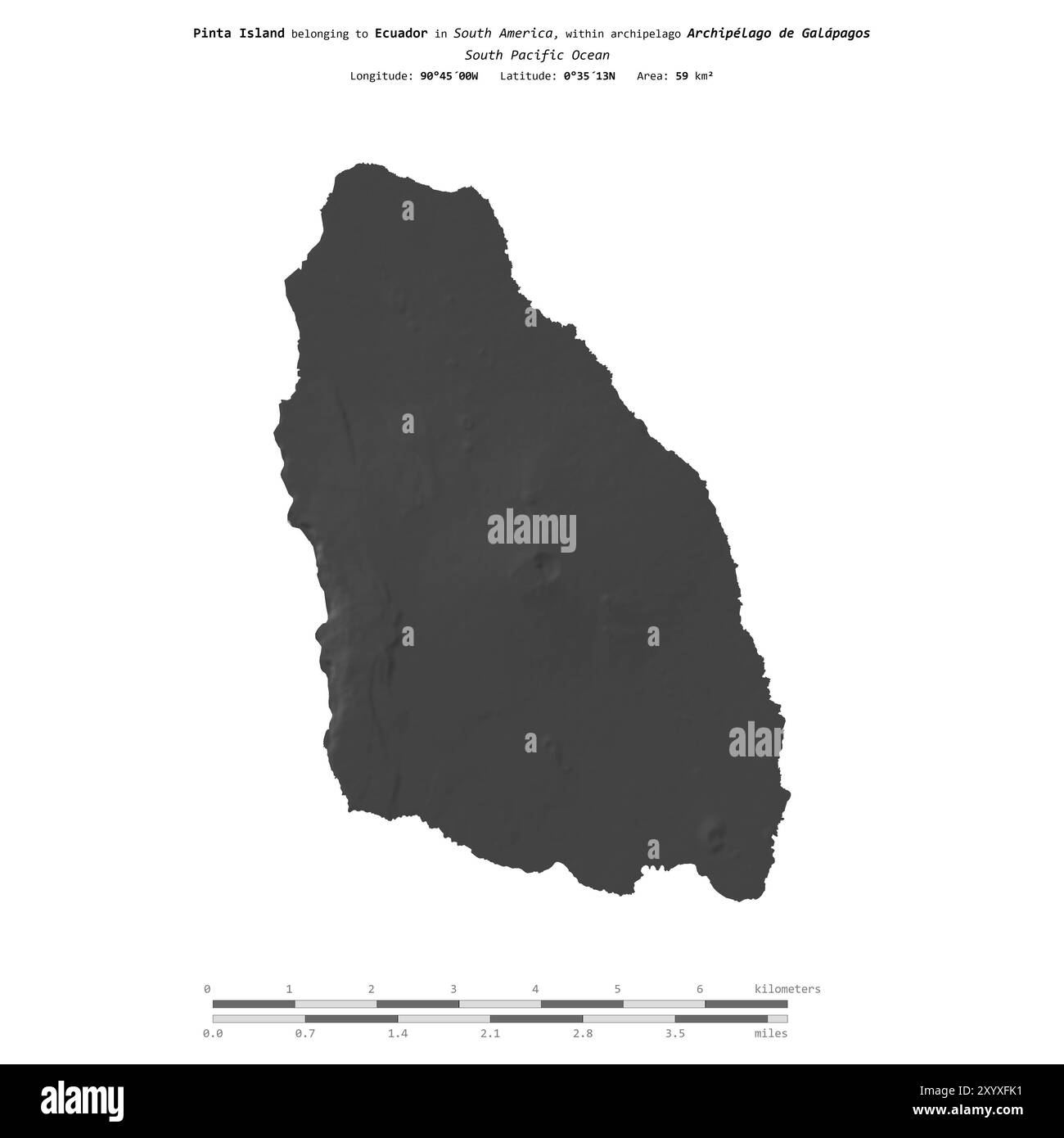 Pinta Island in the South Pacific Ocean, belonging to Ecuador, isolated ...