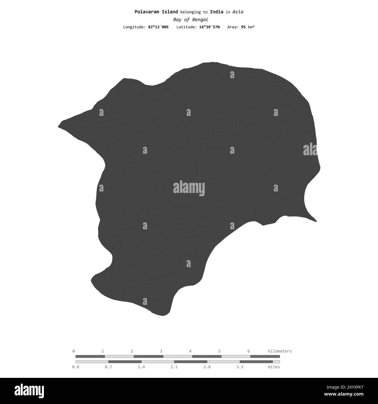 Polavaram Island in the Bay of Bengal, belonging to India, isolated on ...
