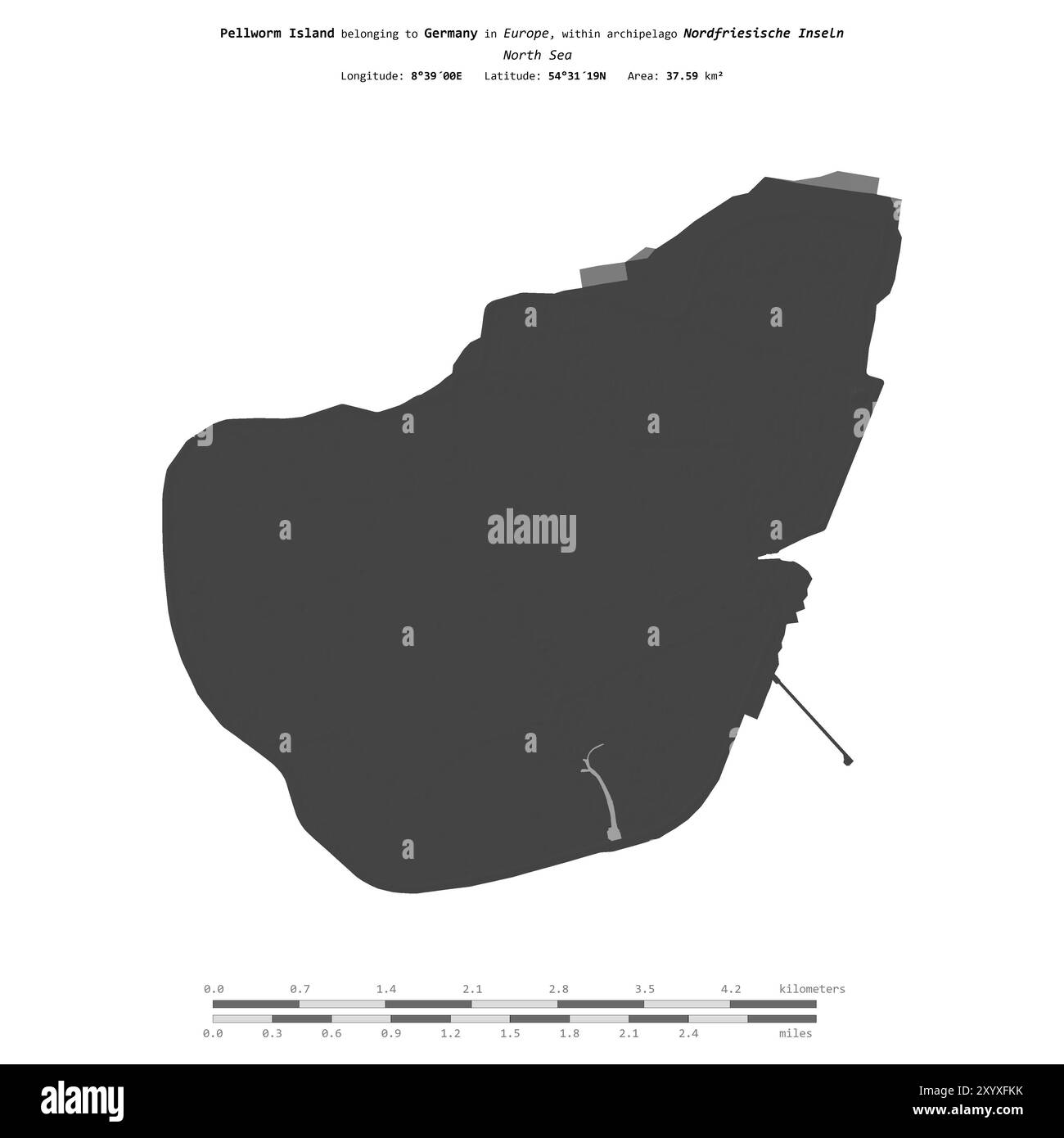 Pellworm Island in the North Sea, belonging to Germany, isolated on a ...