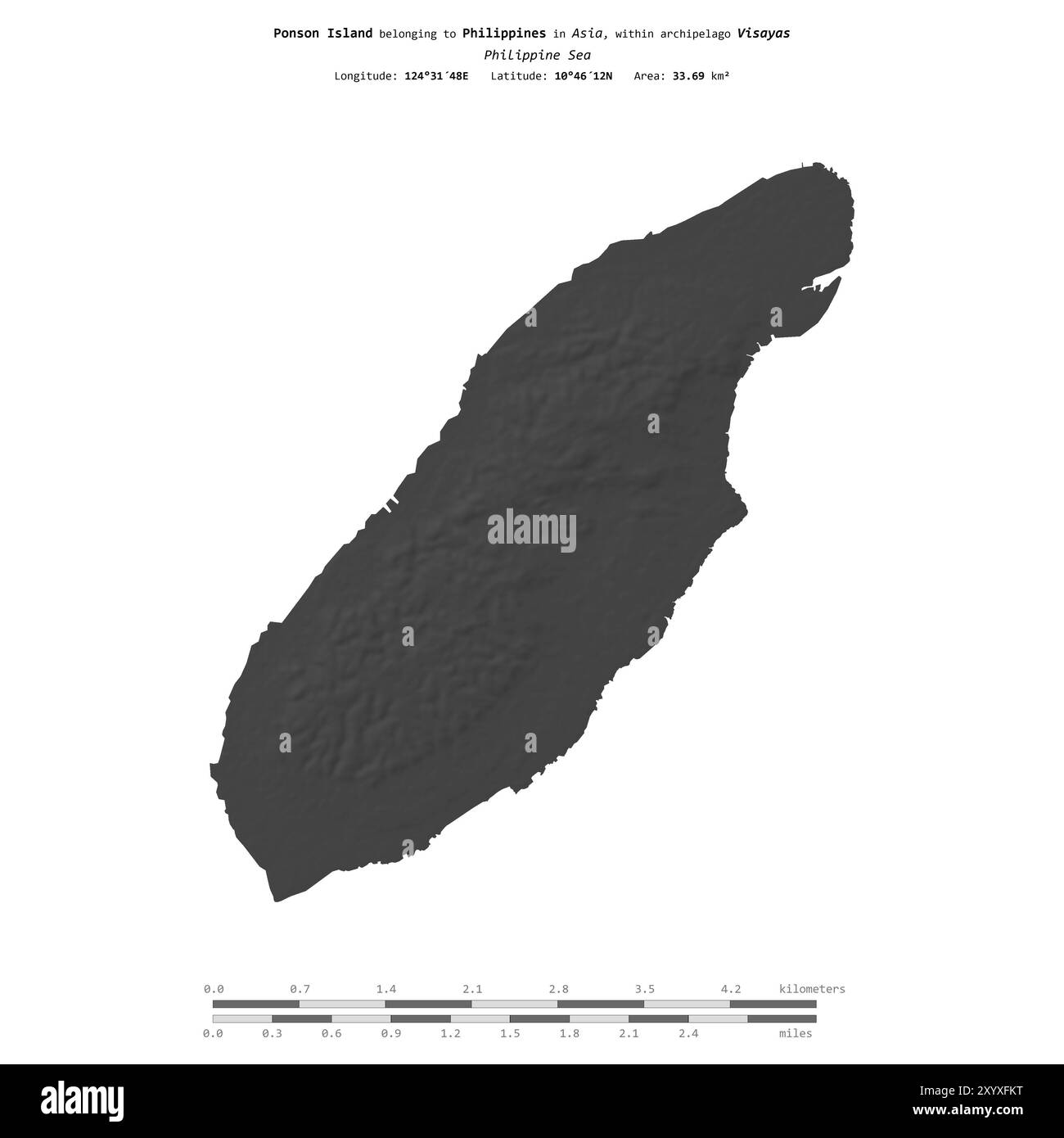Ponson Island in the Philippine Sea, belonging to Philippines, isolated ...