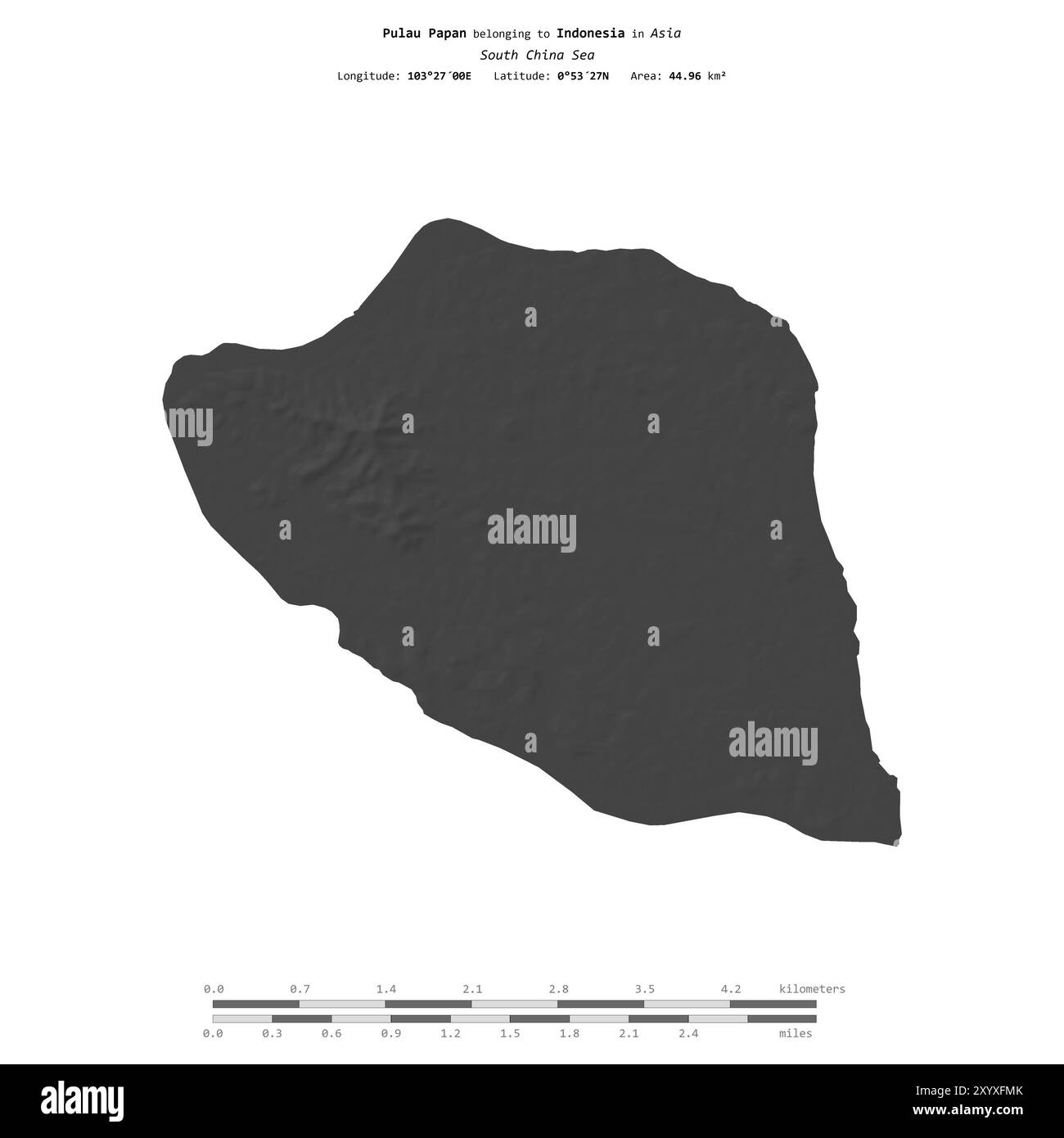 Pulau Papan in the South China Sea, belonging to Indonesia, isolated on ...