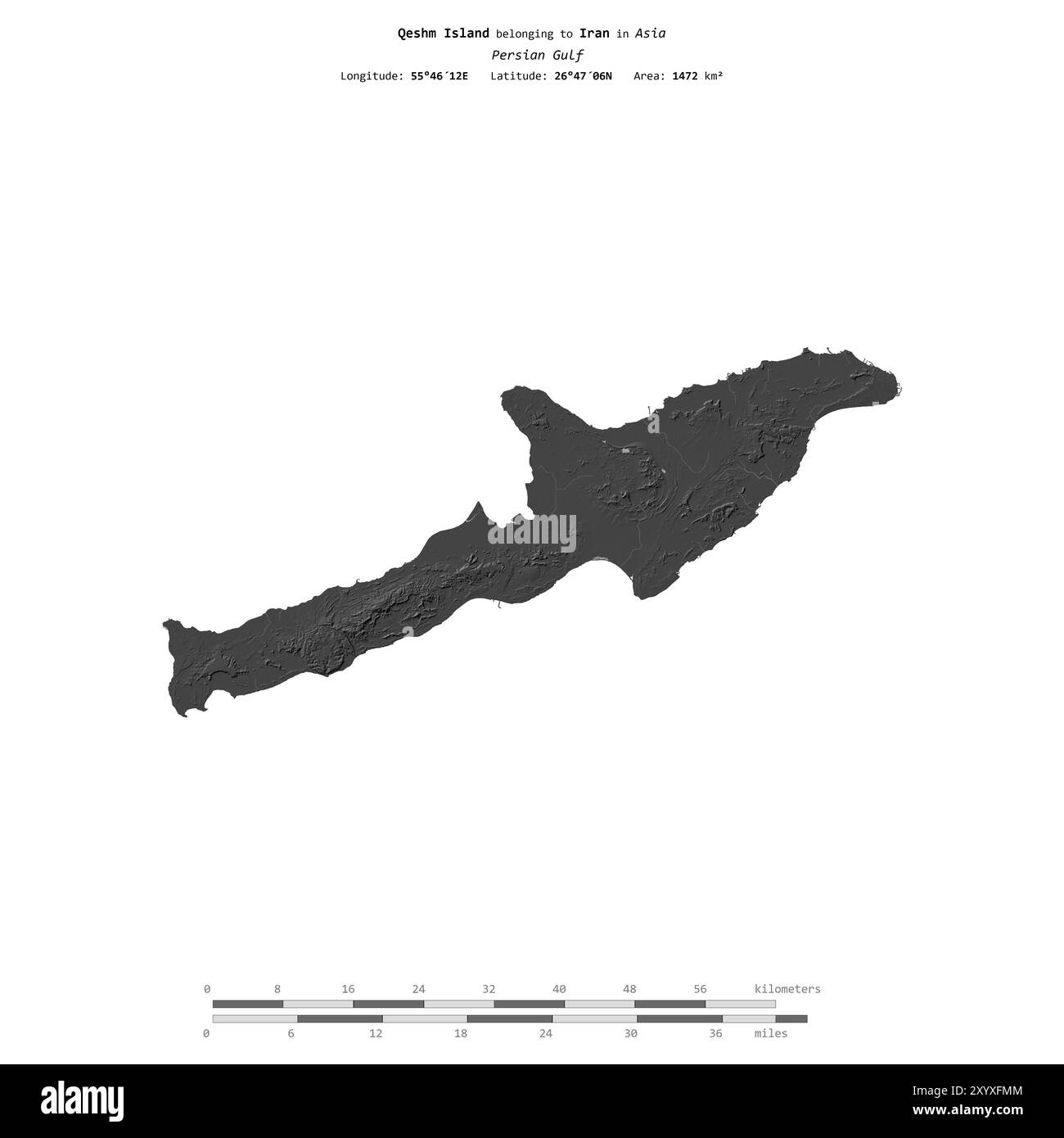 Qeshm Island in the Persian Gulf, belonging to Iran, isolated on a ...