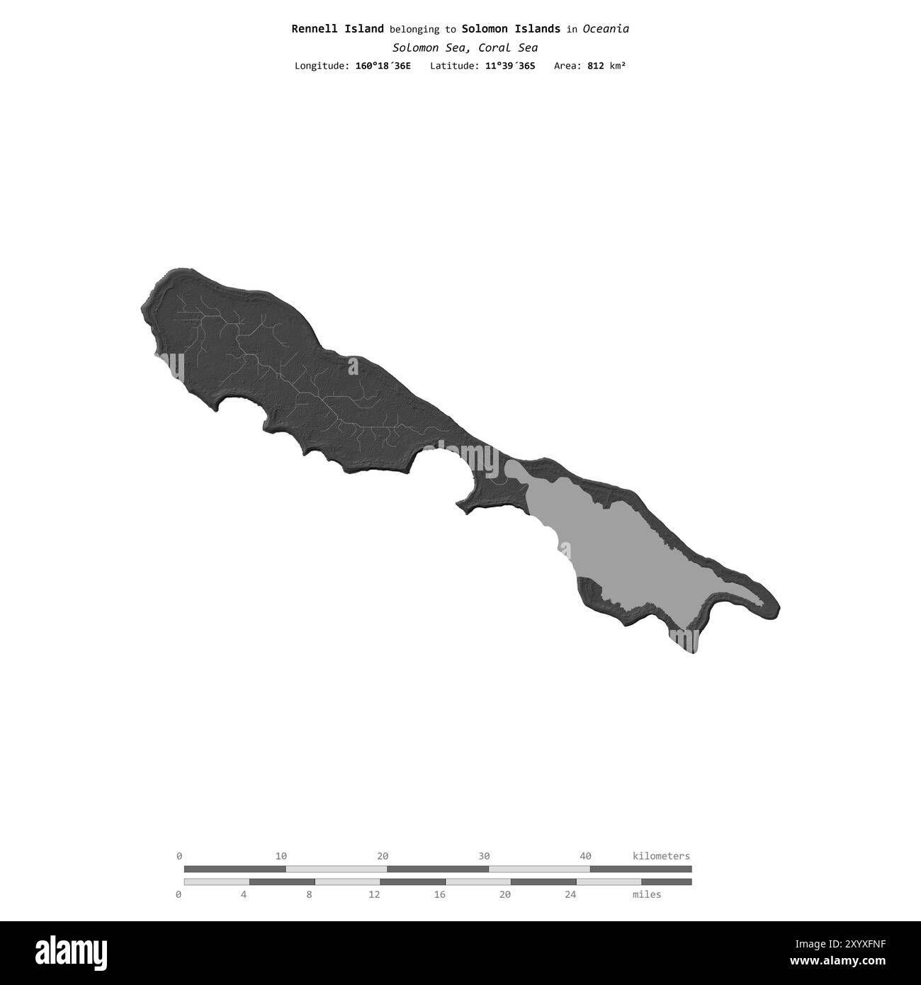 Rennell Island in the Coral Sea, belonging to Solomon Islands, isolated ...