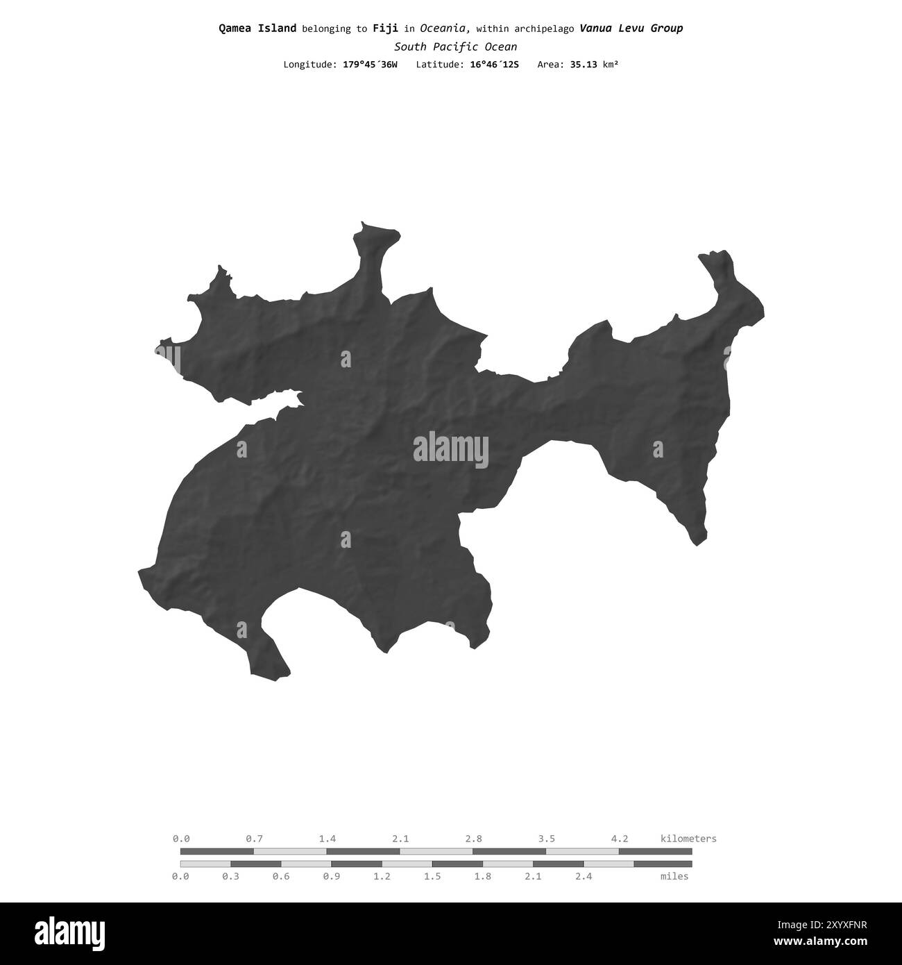 Qamea Island in the South Pacific Ocean, belonging to Fiji, isolated on ...