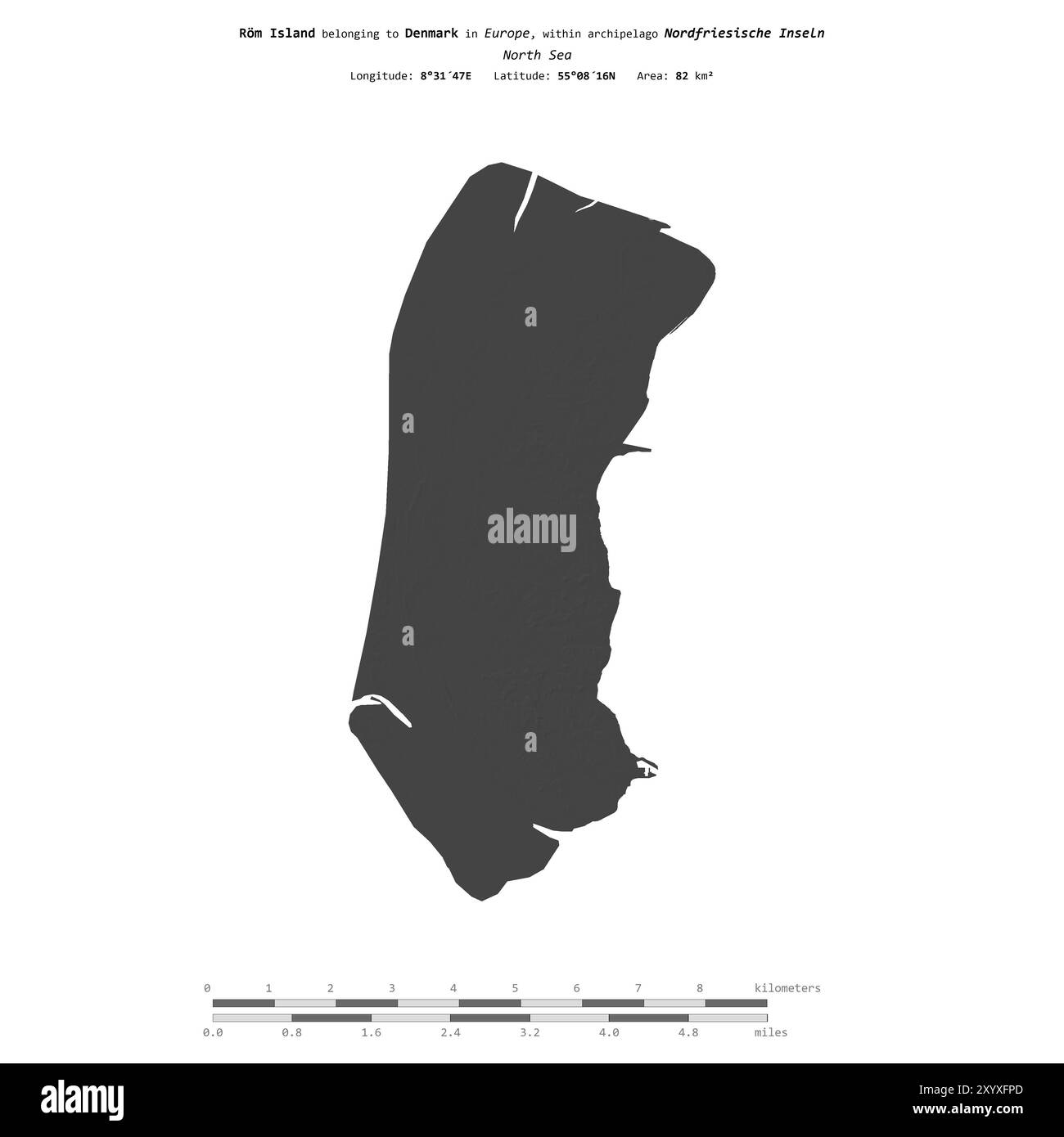 Rom Island in the North Sea, belonging to Denmark, isolated on a ...