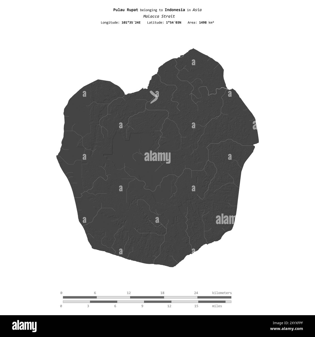 Pulau Rupat in the Malacca Strait, belonging to Indonesia, isolated on ...
