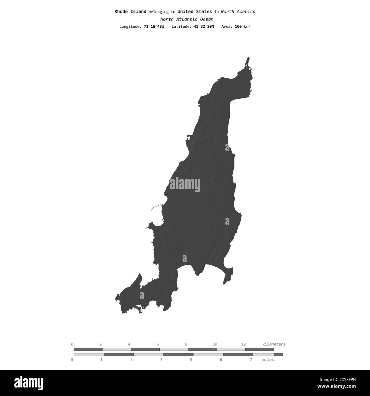 Rhode Island in the North Atlantic Ocean, belonging to United States ...