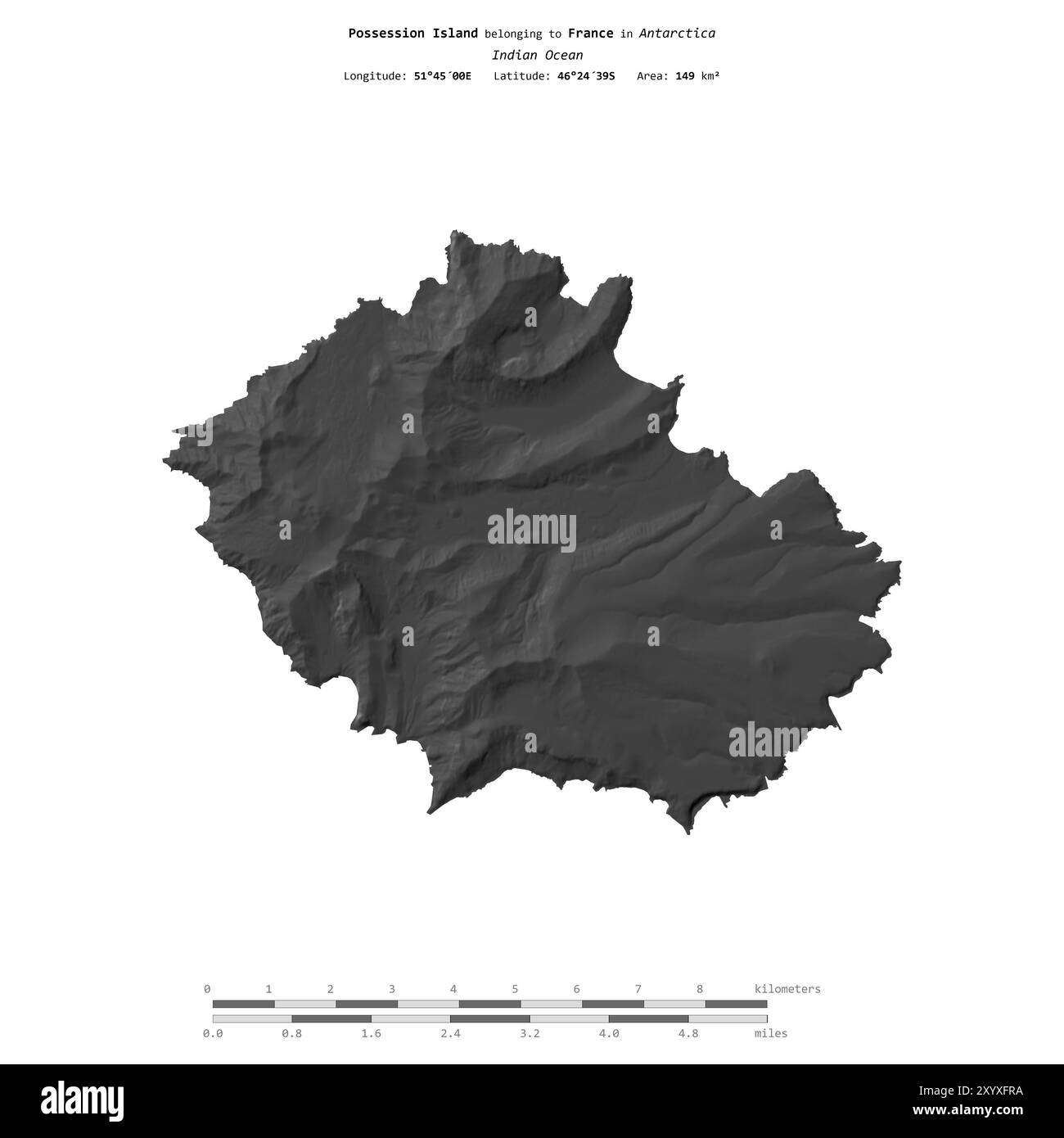 Possession Island in the Indian Ocean, belonging to France, isolated on ...