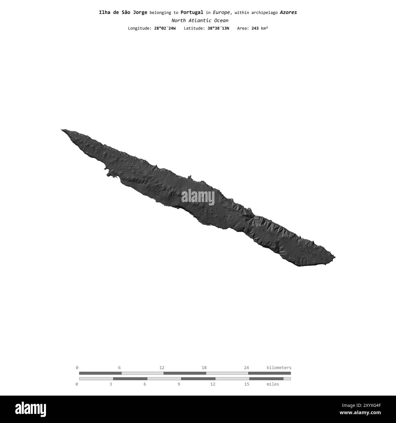 Ilha de Sao Jorge in the North Atlantic Ocean, belonging to Portugal ...