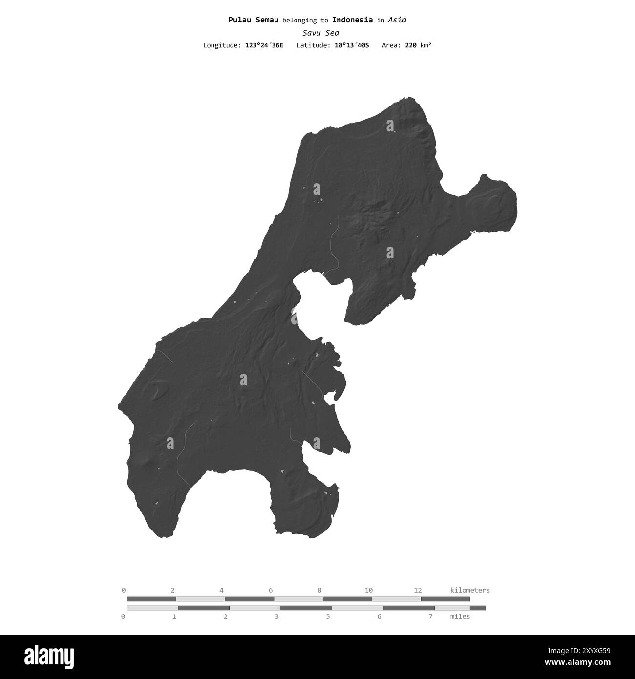 Pulau Semau in the Savu Sea, belonging to Indonesia, isolated on a ...