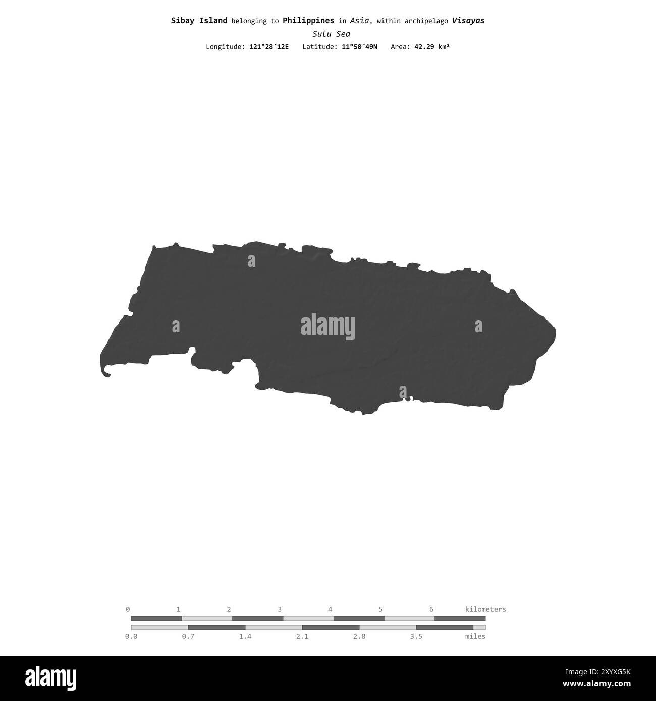 Sibay Island in the Sulu Sea, belonging to Philippines, isolated on a ...