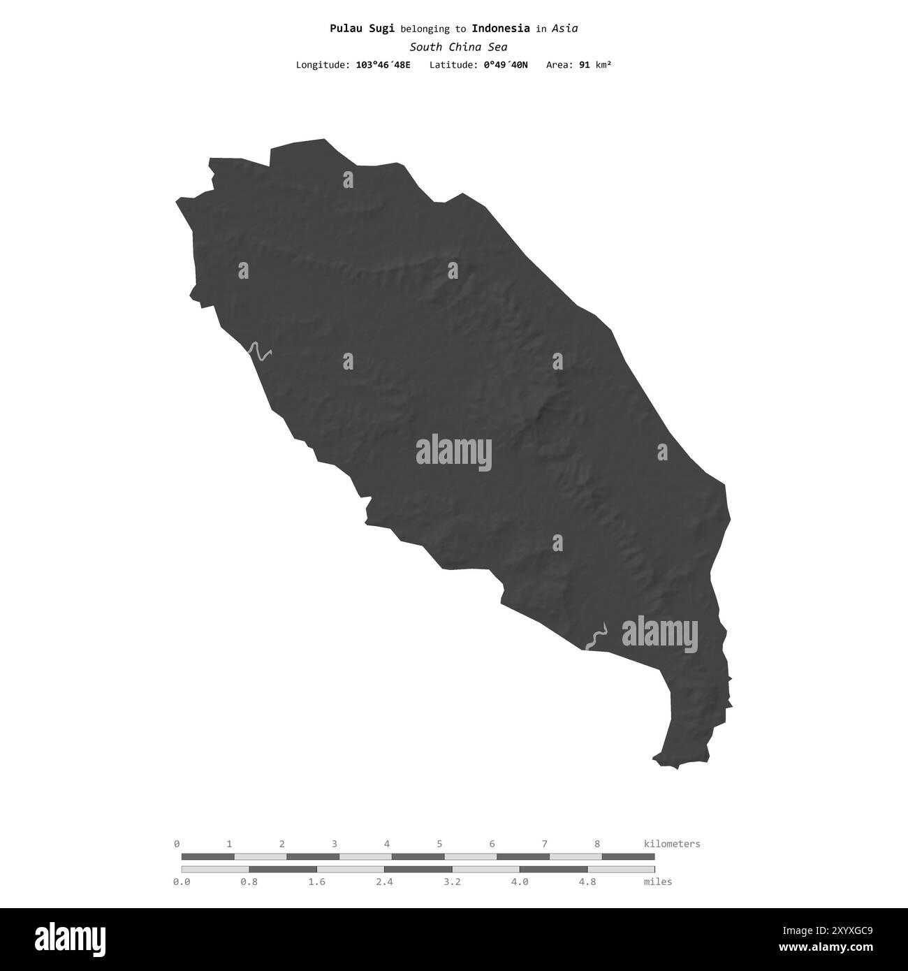 Pulau Sugi in the South China Sea, belonging to Indonesia, isolated on ...