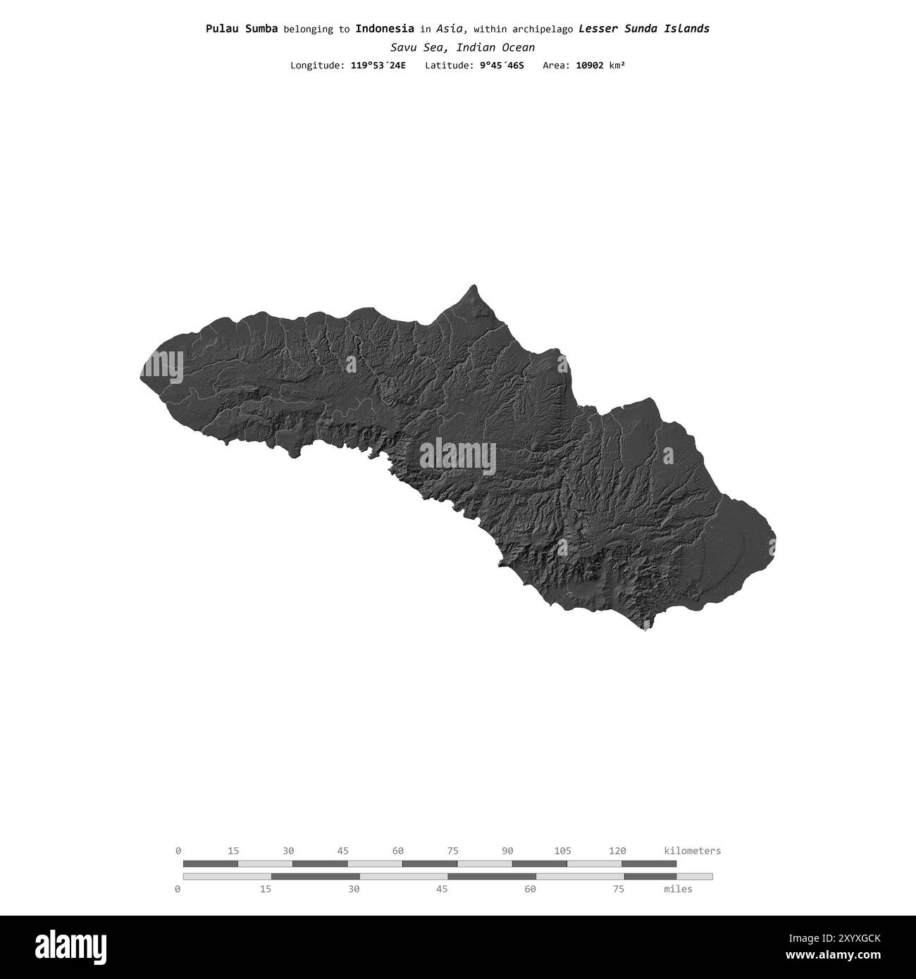 Pulau Sumba in the Savu Sea, belonging to Indonesia, isolated on a ...
