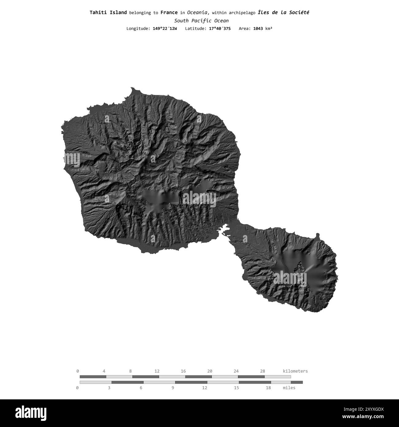 Tahiti Island in the South Pacific Ocean, belonging to France, isolated ...