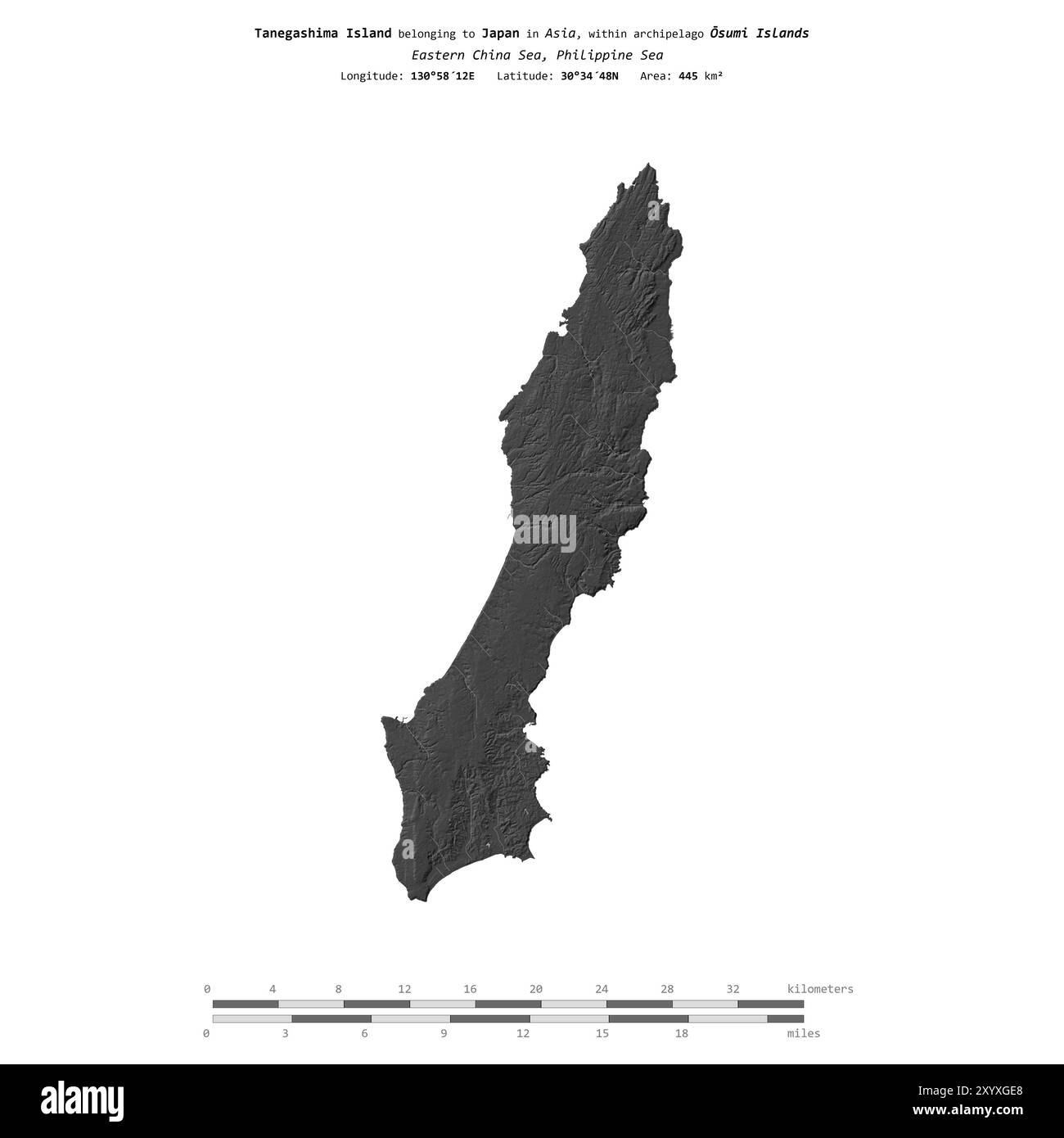 Tanegashima Island in the Philippine Sea, belonging to Japan, isolated ...