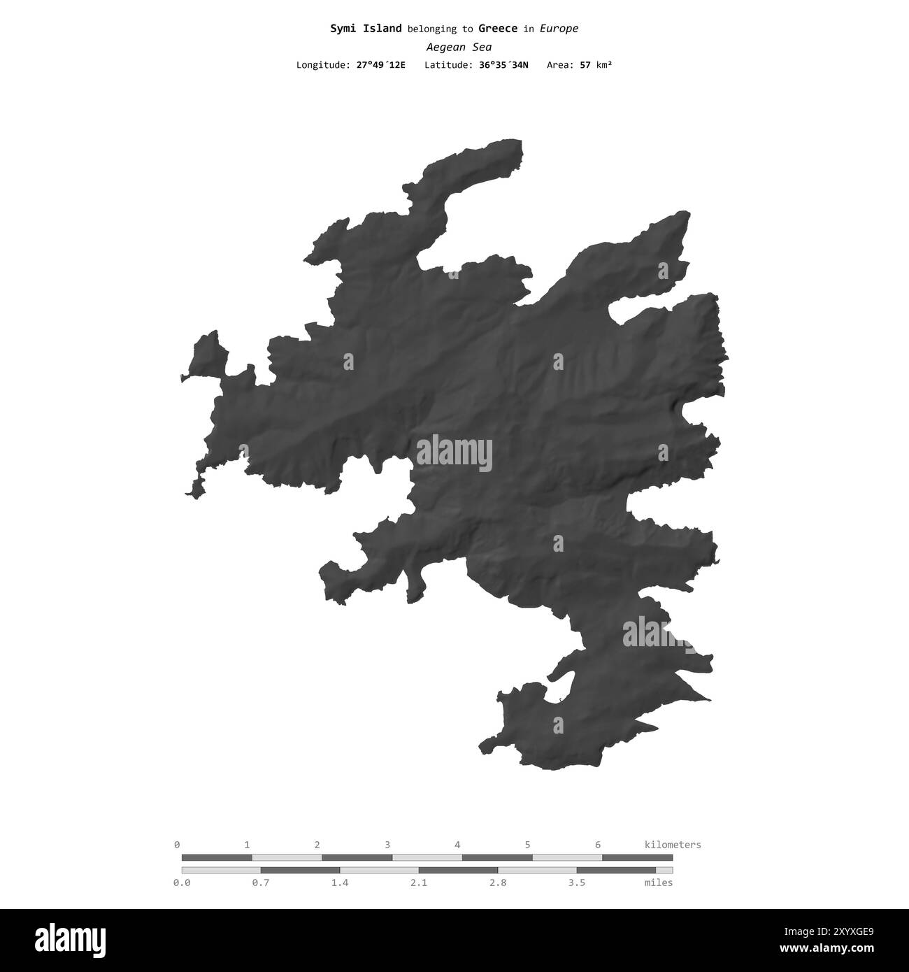 Symi Island in the Aegean Sea, belonging to Greece, isolated on a ...