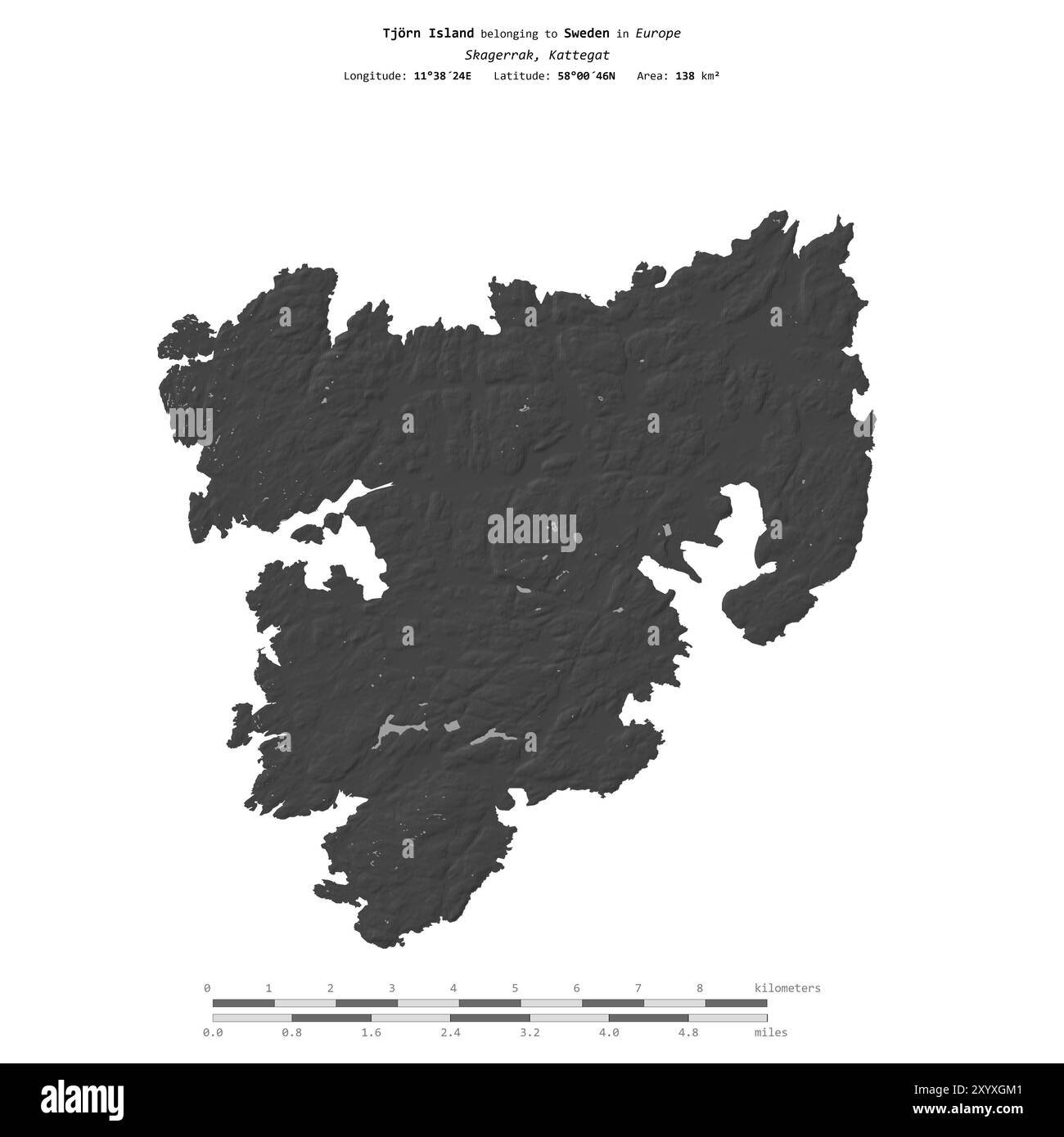 Tjorn Island in the Kattegat, belonging to Sweden, isolated on a ...