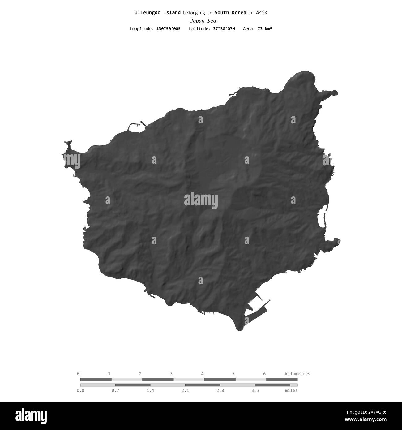 Ulleungdo Island in the Japan Sea, belonging to South Korea, isolated ...