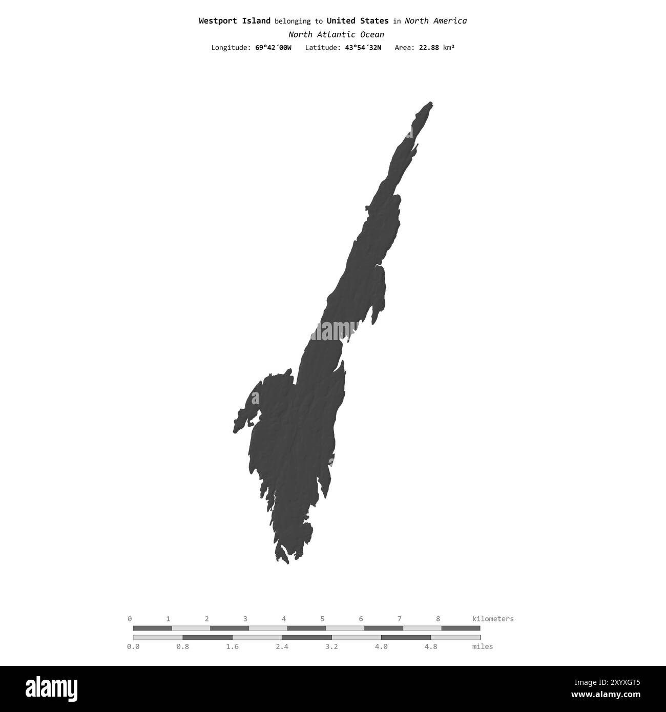 Westport Island in the North Atlantic Ocean, belonging to United States ...