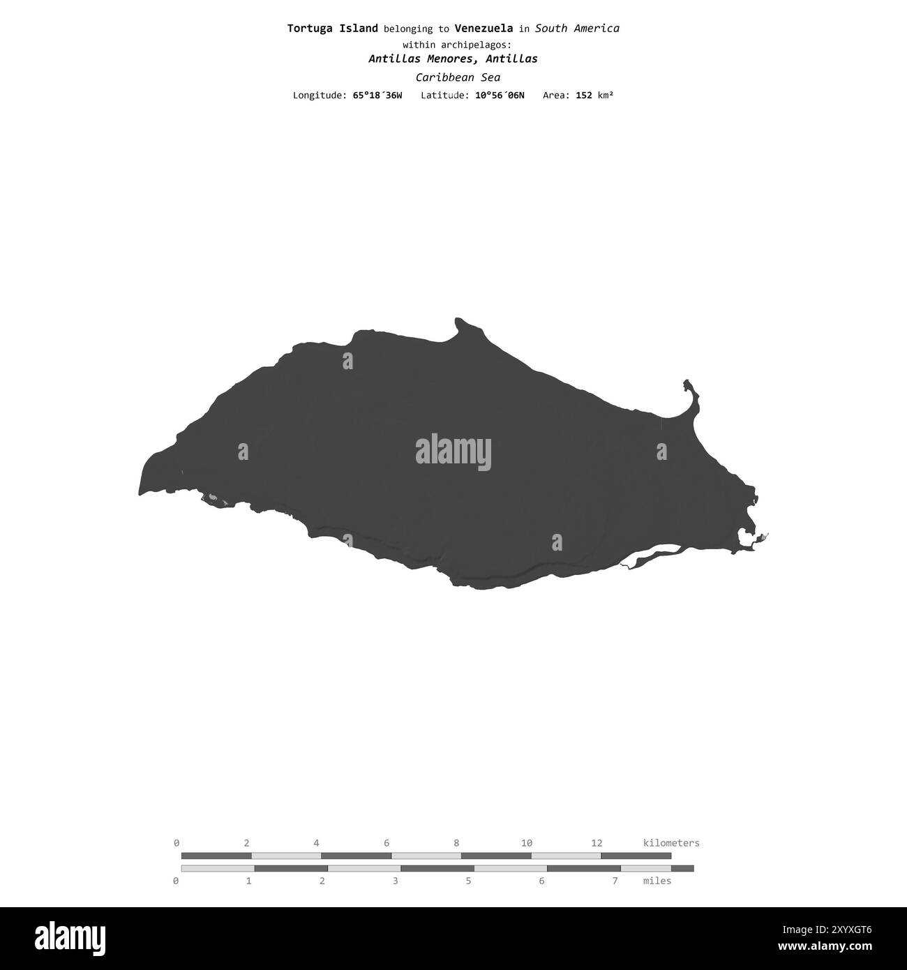 Tortuga Island in the Caribbean Sea, belonging to Venezuela, isolated ...