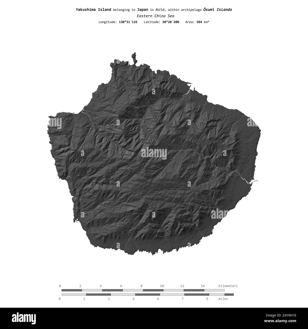 Yakushima Island in the Eastern China Sea, belonging to Japan, isolated ...
