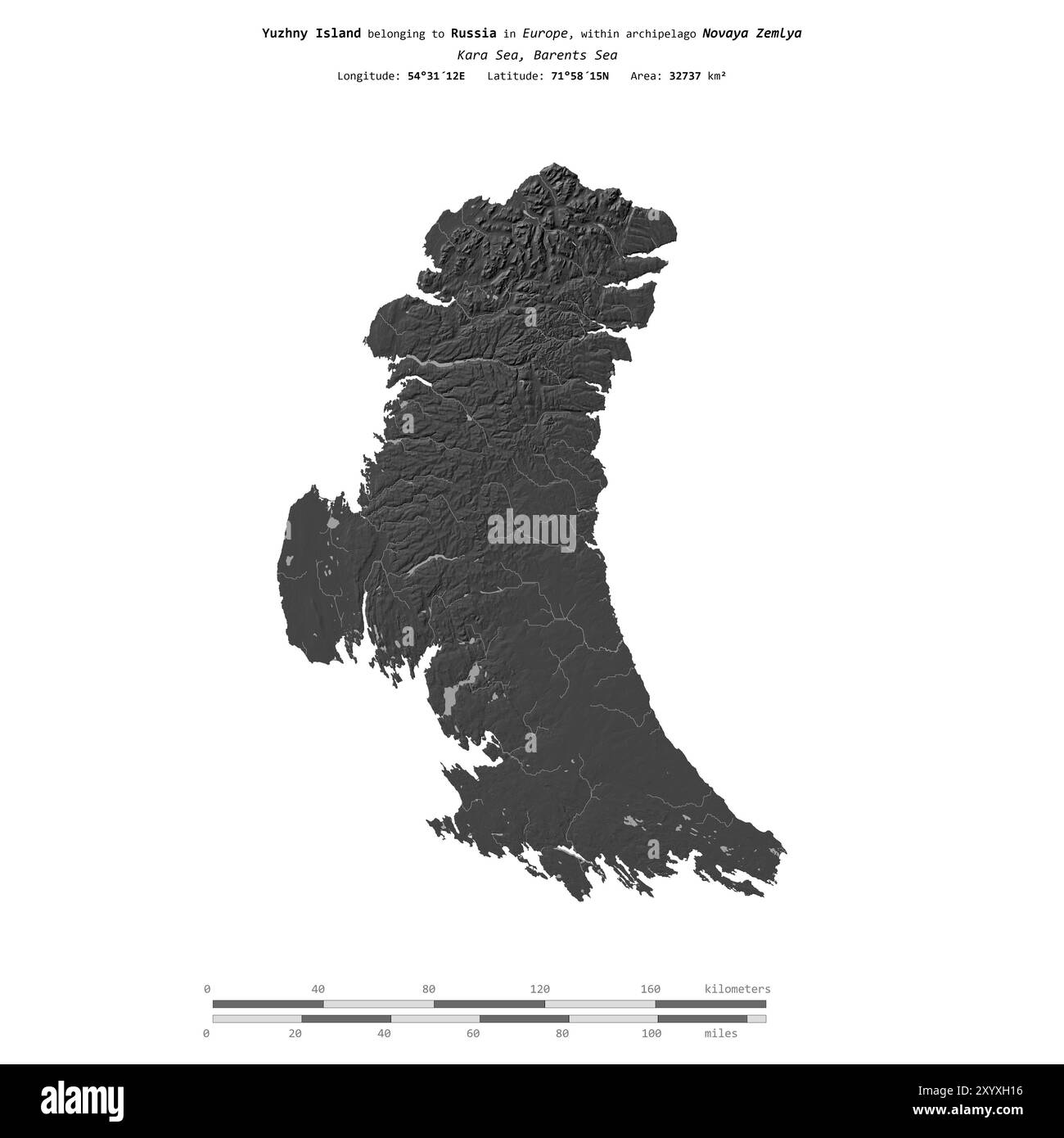 Yuzhny Island in the Kara Sea, belonging to Russia, isolated on a ...
