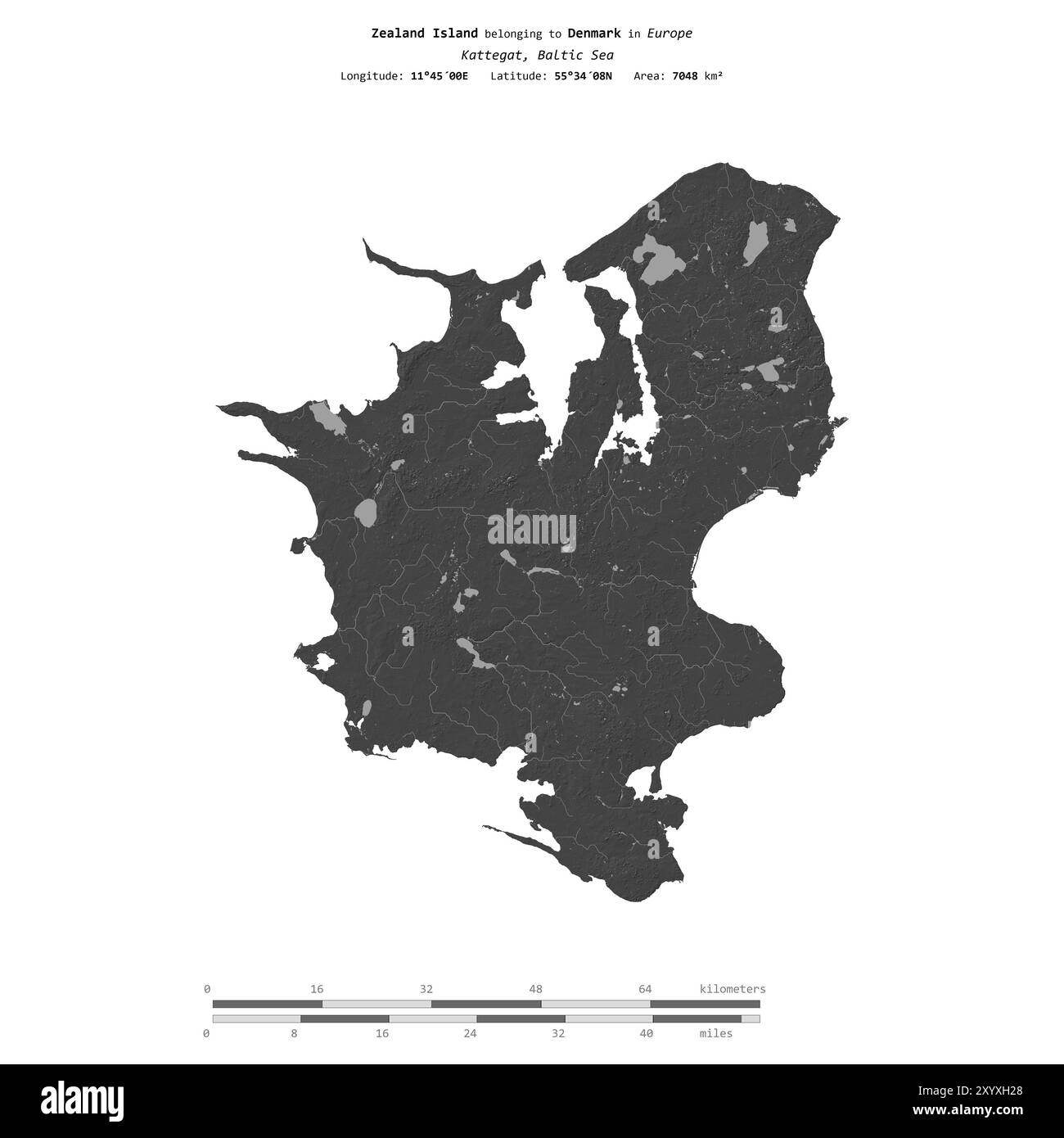 Zealand Island in the Kattegat, belonging to Denmark, isolated on a ...