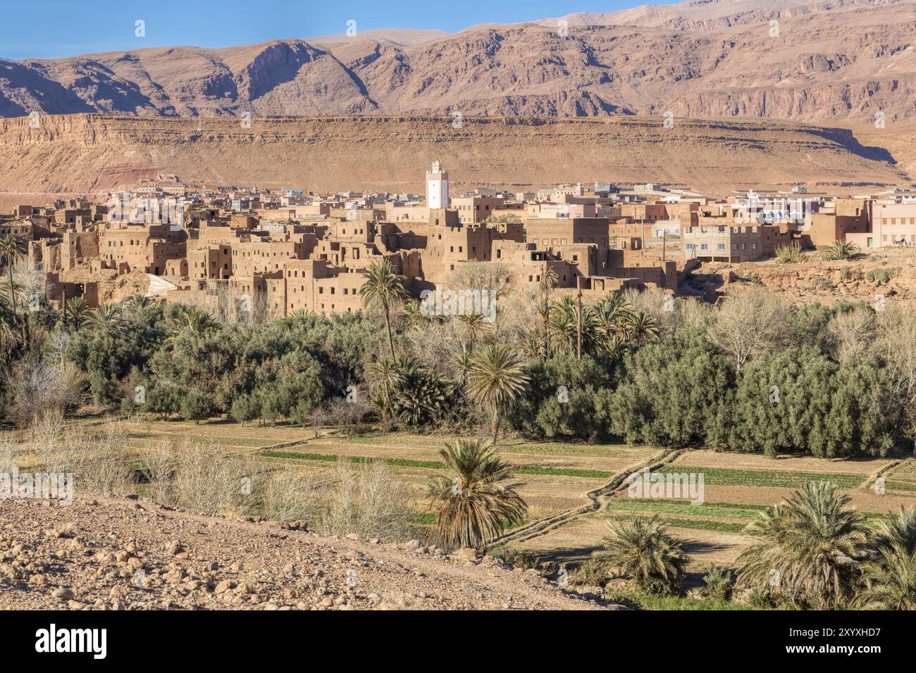 Moroccan landscape with village Stock Photo - Alamy