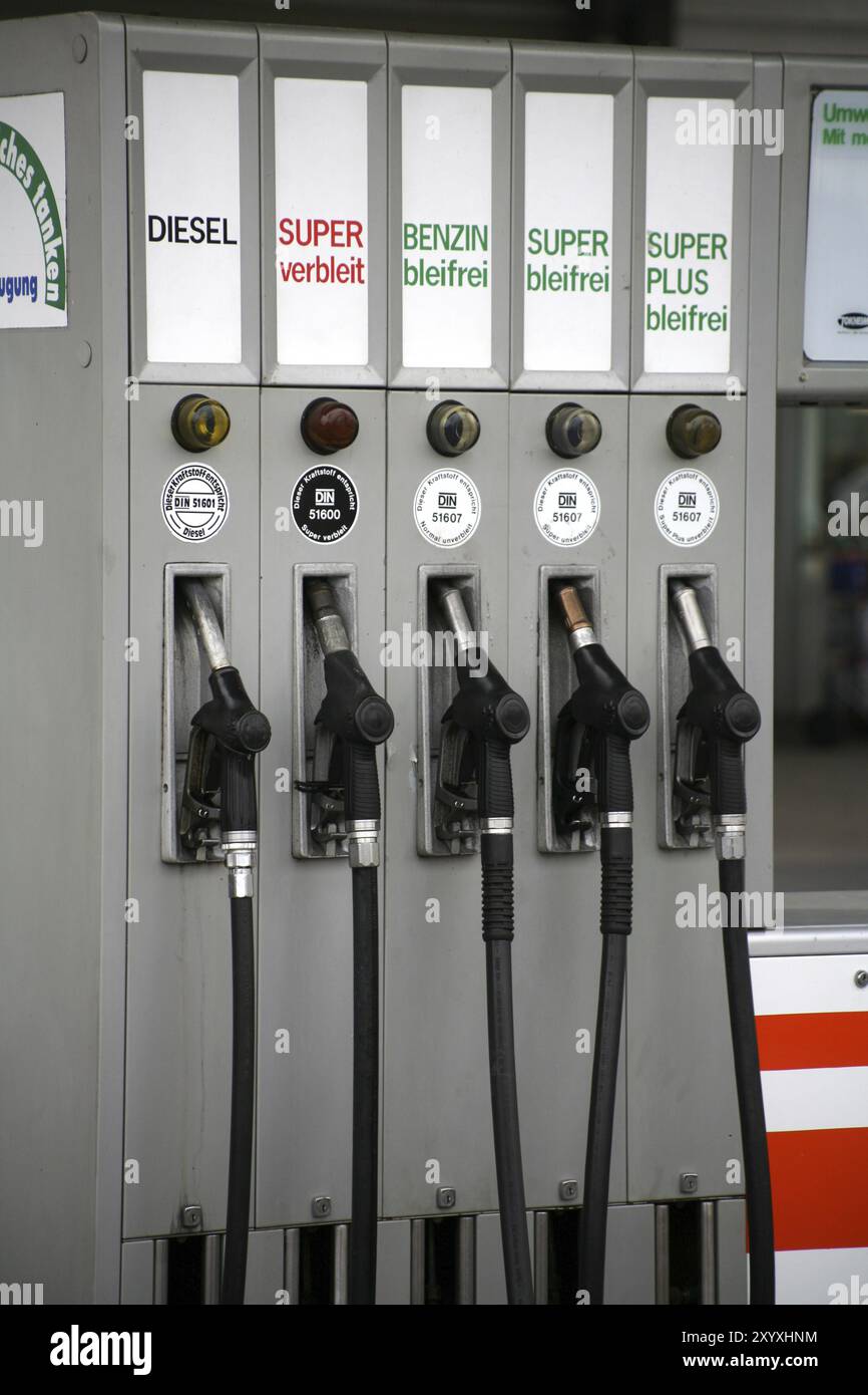 Petrol pumps at a petrol station Stock Photo - Alamy