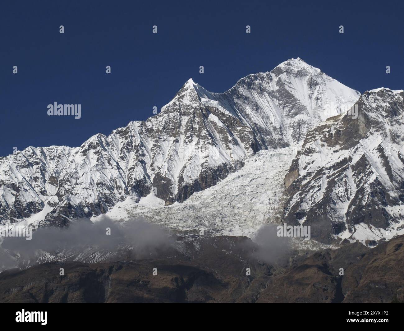 Dhaulagiri, seventh highest peak in the world, view from Khanti Stock ...
