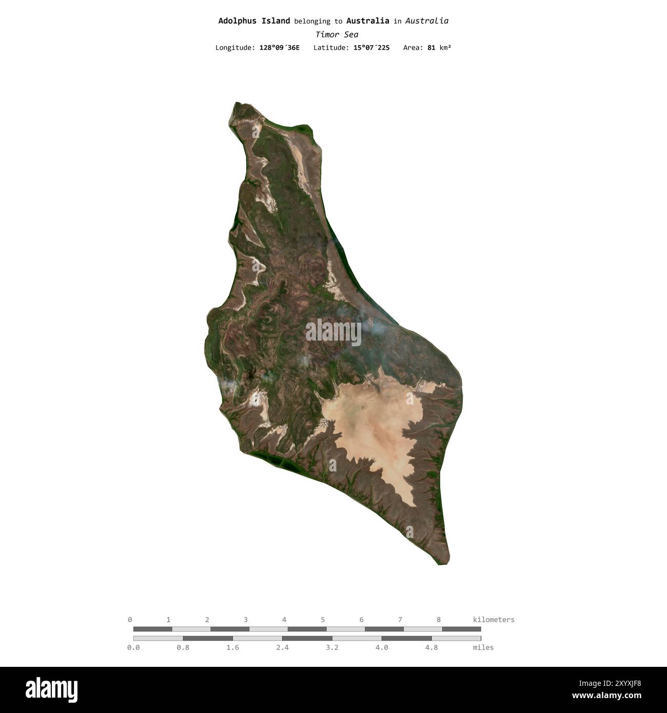 Adolphus Island in the Timor Sea, belonging to Australia, isolated on a ...