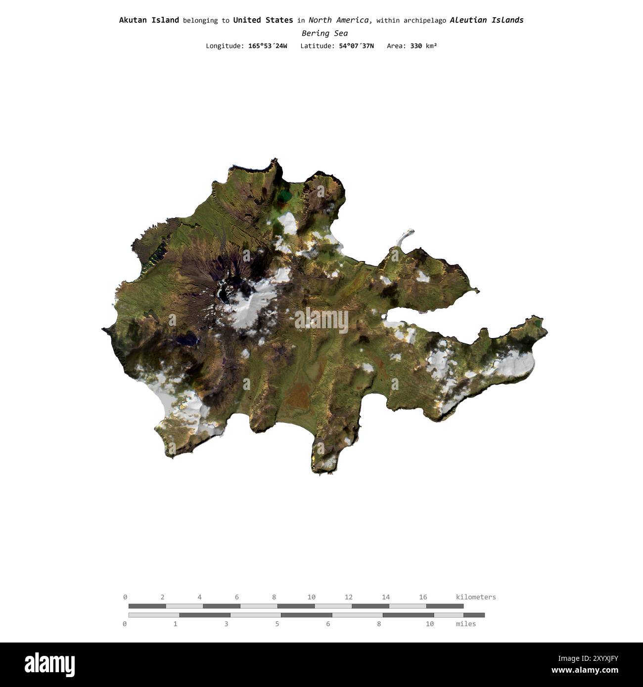 Akutan Island in the Bering Sea, belonging to United States, isolated ...