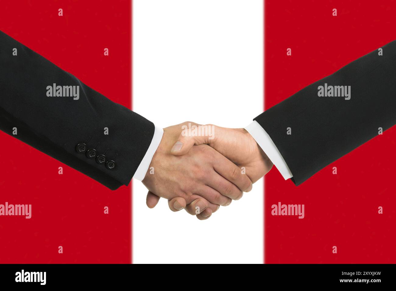 The Peru flag and business handshake Stock Photo - Alamy