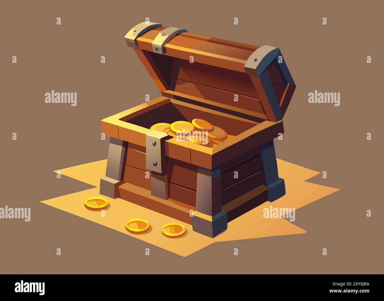 Chest gold treasure coins hi-res stock photography and images - Alamy