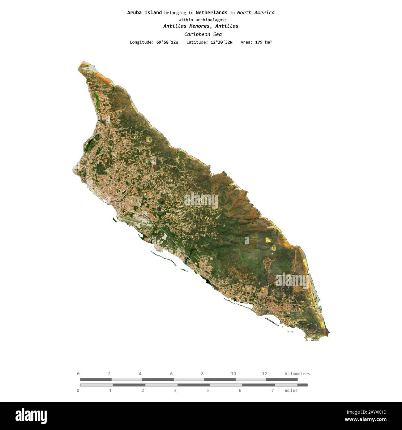 Aruba Island in the Caribbean Sea, belonging to Netherlands, isolated ...