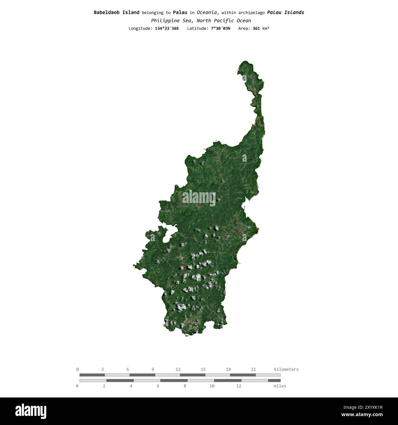 Babeldaob Island in the Philippine Sea, belonging to Palau, isolated on ...