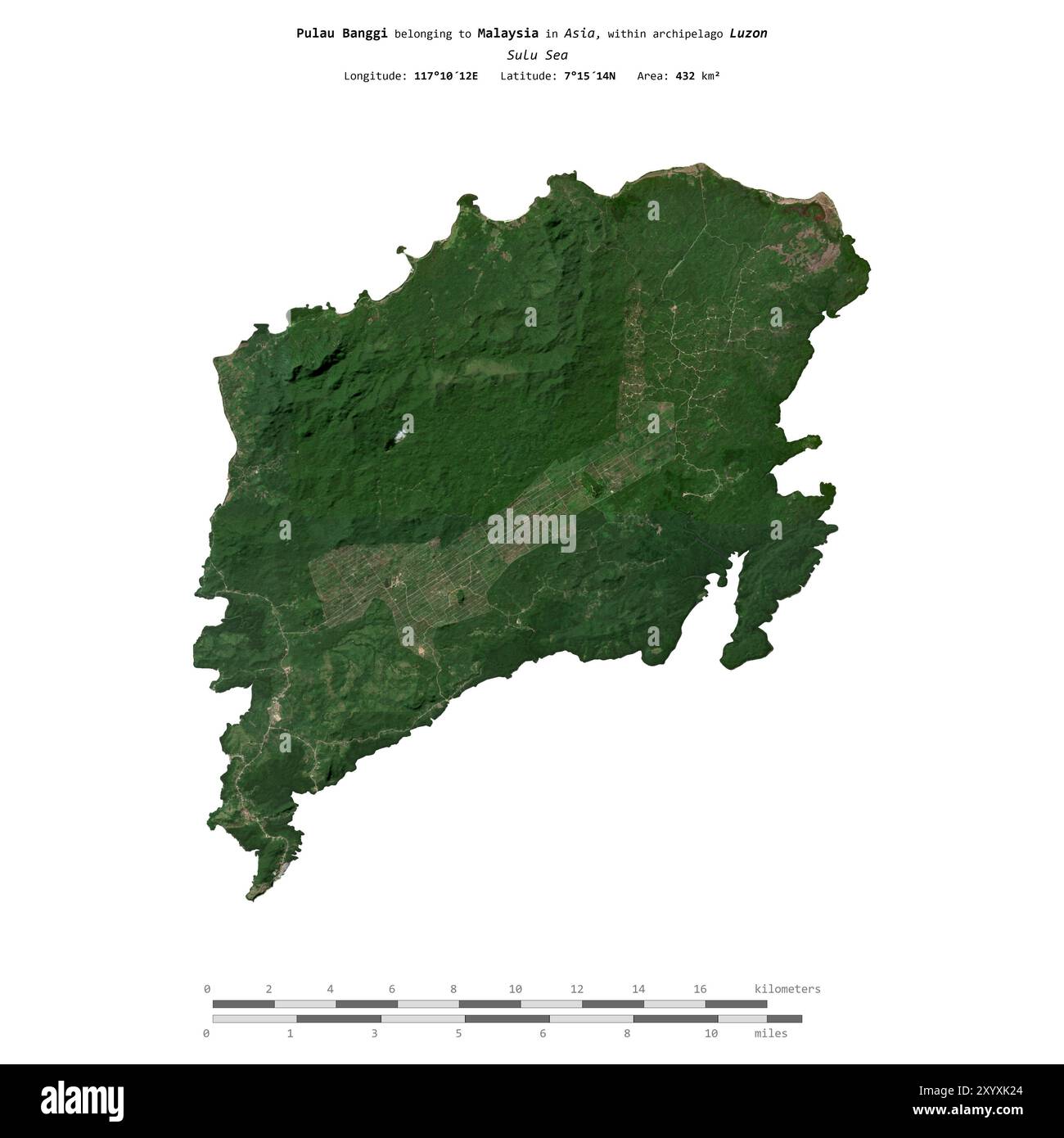 Pulau Banggi in the Sulu Sea, belonging to Malaysia, isolated on a ...