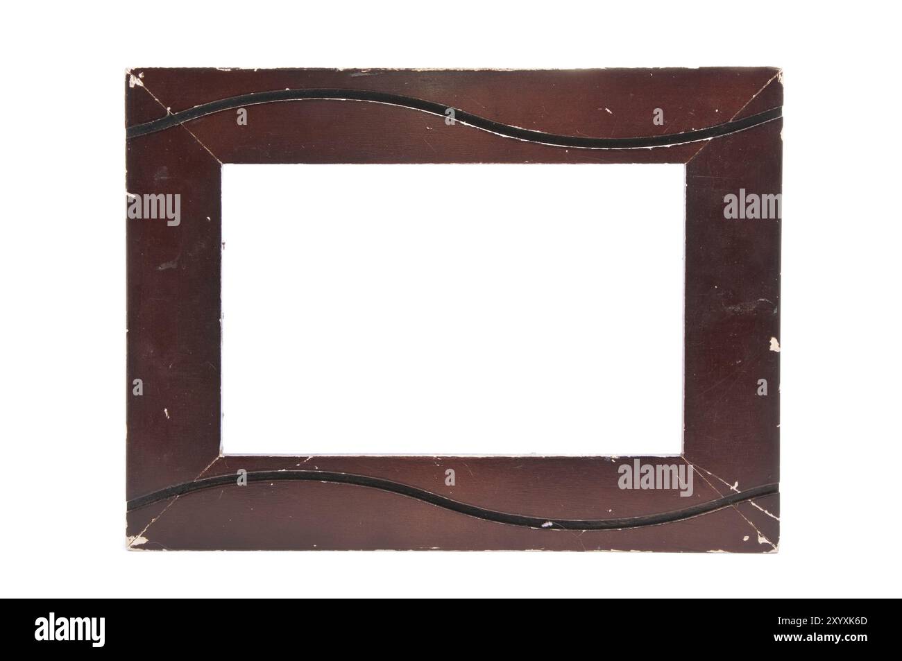 Vintage brown wooden frame isolated on white background Stock Photo - Alamy