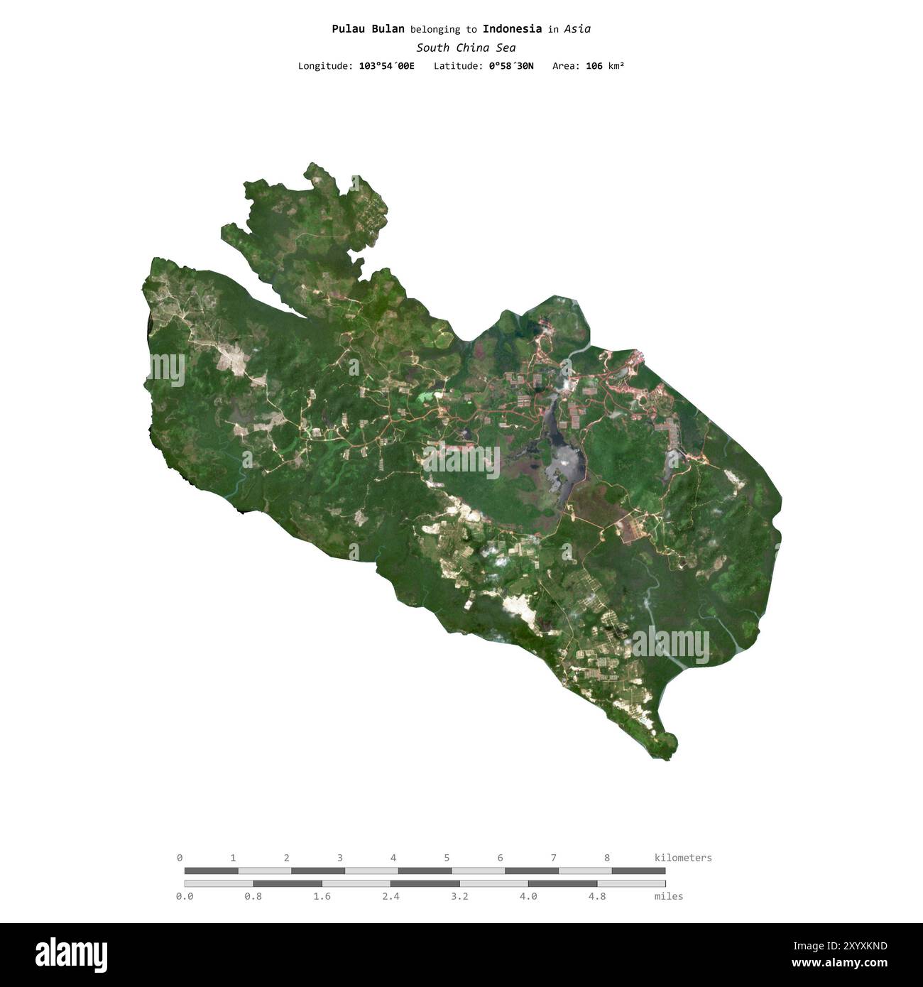 Pulau Bulan in the South China Sea, belonging to Indonesia, isolated on ...