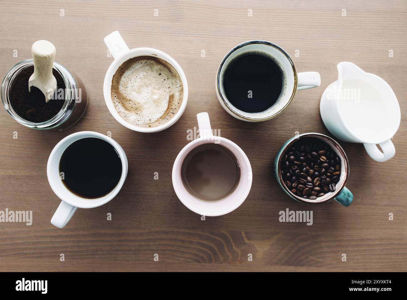 Multiple coffee cups milk hi-res stock photography and images - Alamy