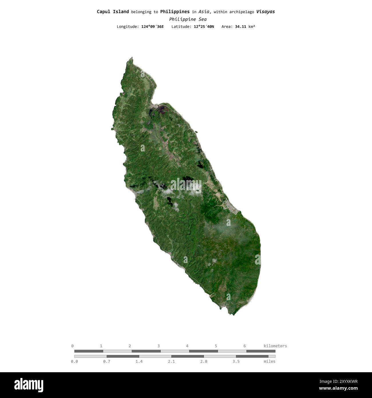 Capul Island in the Philippine Sea, belonging to Philippines, isolated ...