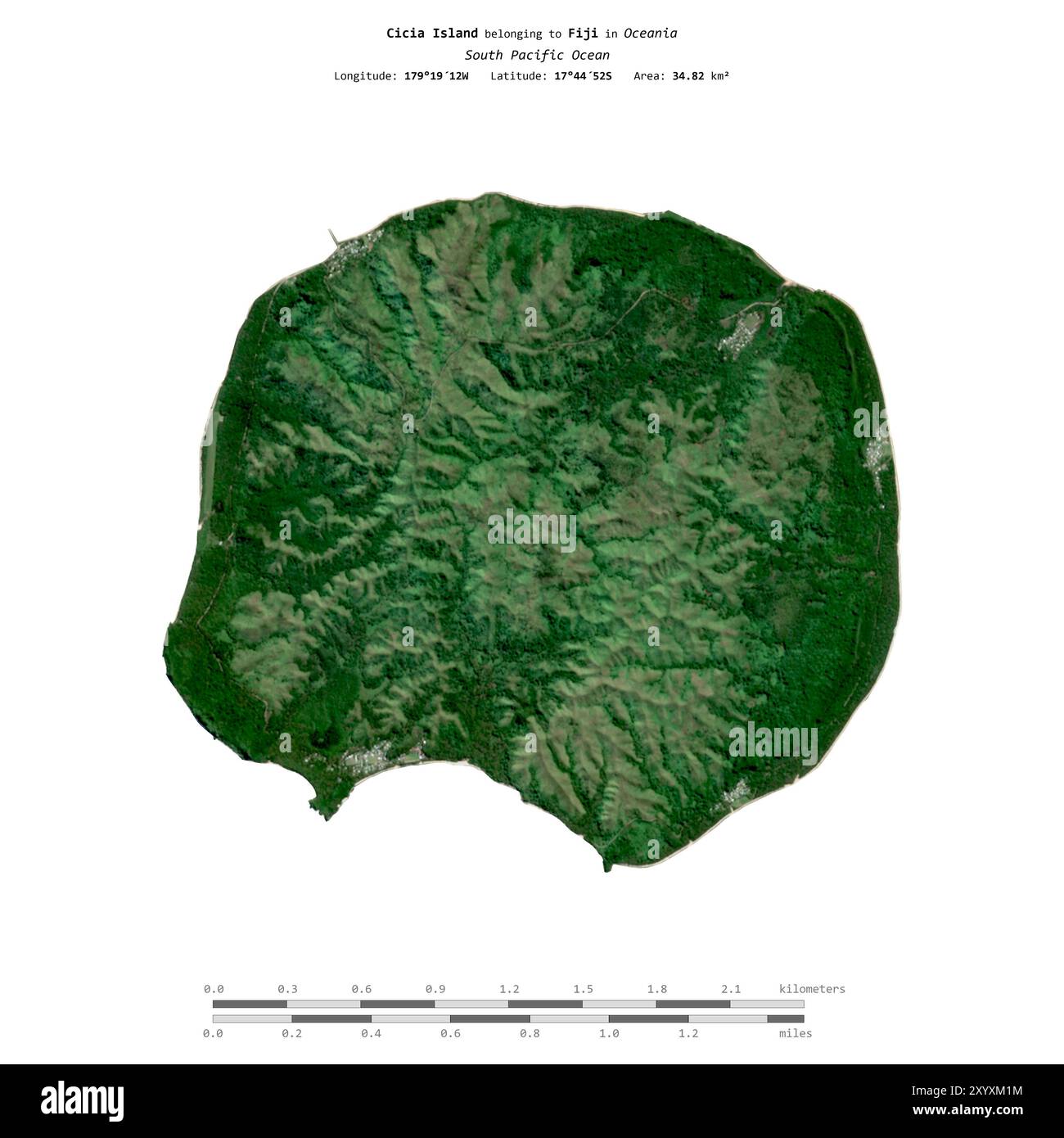 Cicia Island in the South Pacific Ocean, belonging to Fiji, isolated on ...
