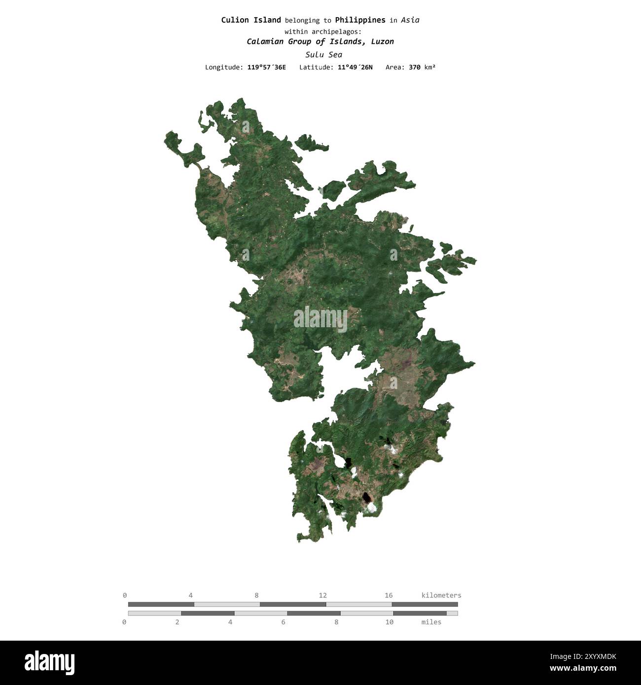 Culion Island in the Sulu Sea, belonging to Philippines, isolated on a ...
