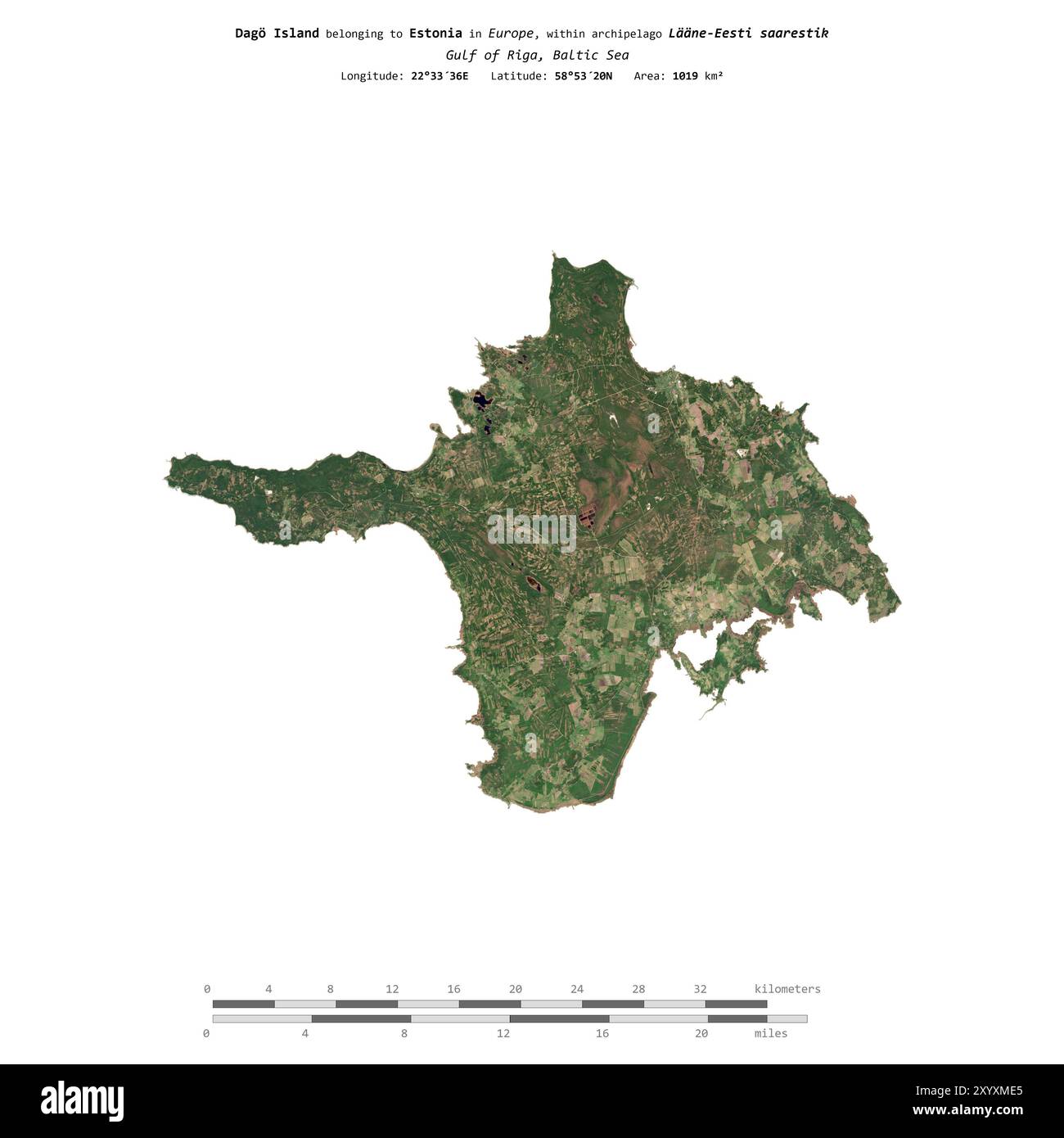Dago Island in the Baltic Sea, belonging to Estonia, isolated on a ...